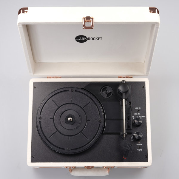 Arkrocket Audio Arkrocket Curiosity Bluetooth Turntable Retro Suitcase 3-Speed Record Player ...